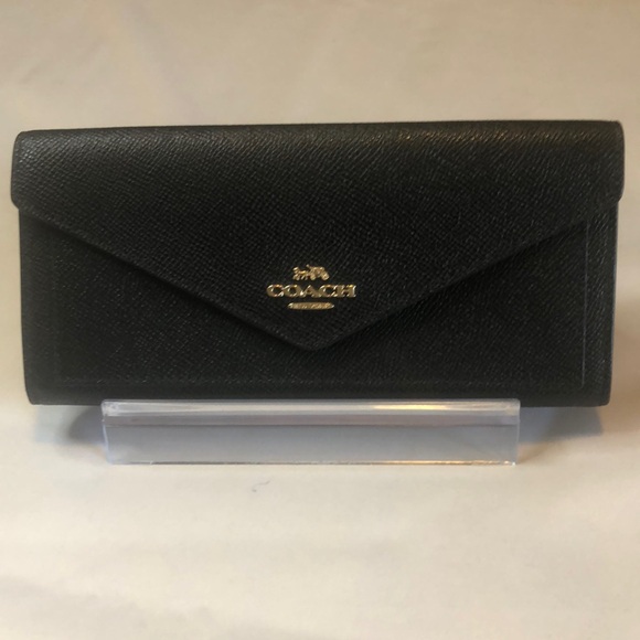 Coach | Bags | Coach Leather Envelope Wallet In Black | Poshmark